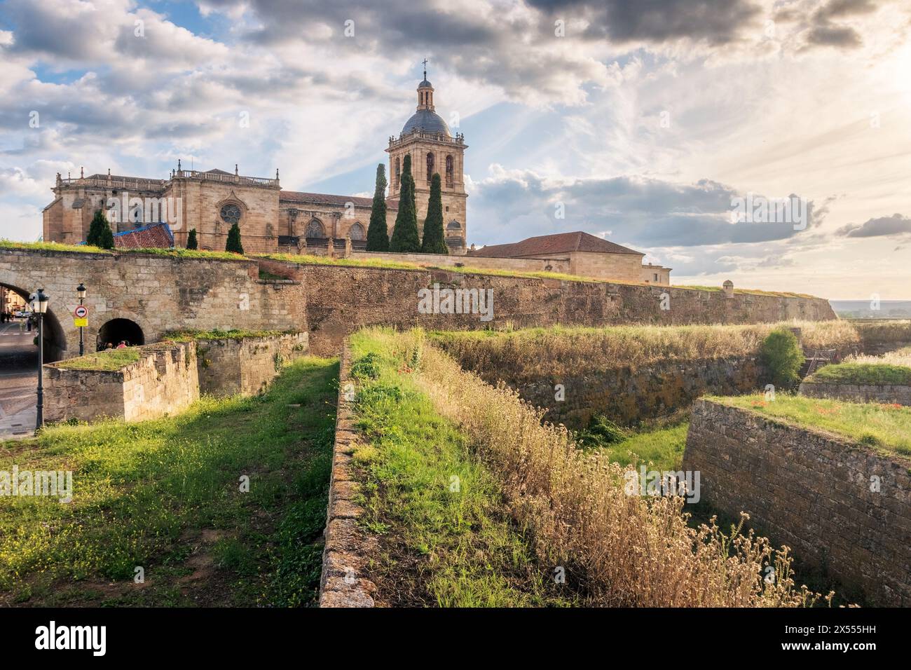 View over the walls of the fortress of Ciudad Rodrigo in Spain with ...