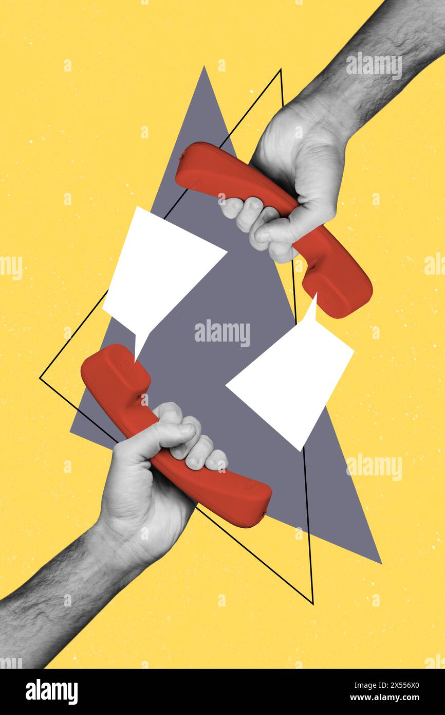 Trend artwork sketch composite 3D photo collage of two hands hold ...