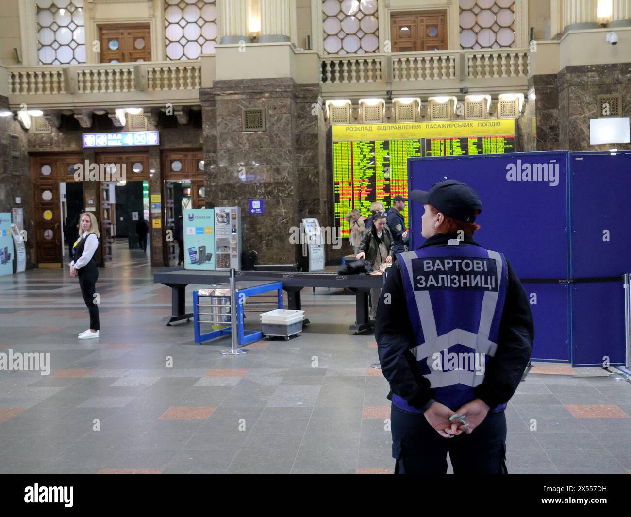 KYIV, UKRAINE - MAY 07, 2024 - A member of the Railway Guards division ...
