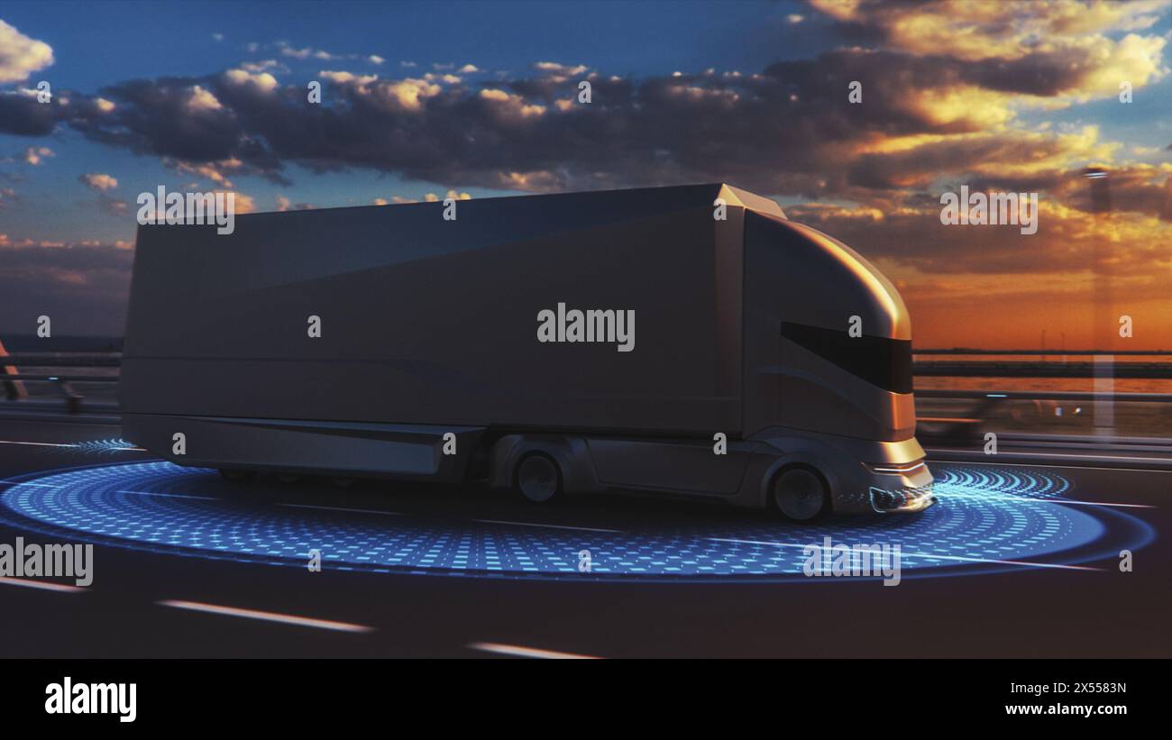 Vfx autonomous semi truck driving hi-res stock photography and images ...