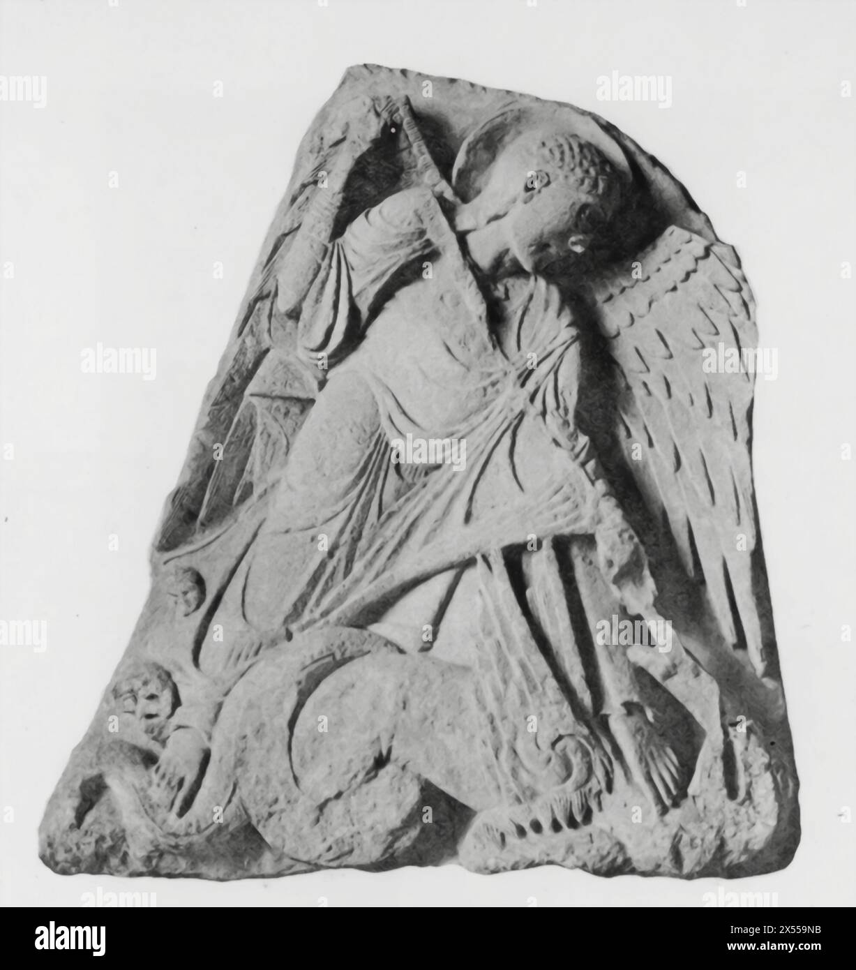 Romanesque Relief of Saint Michael and the Dragon," originating from ...