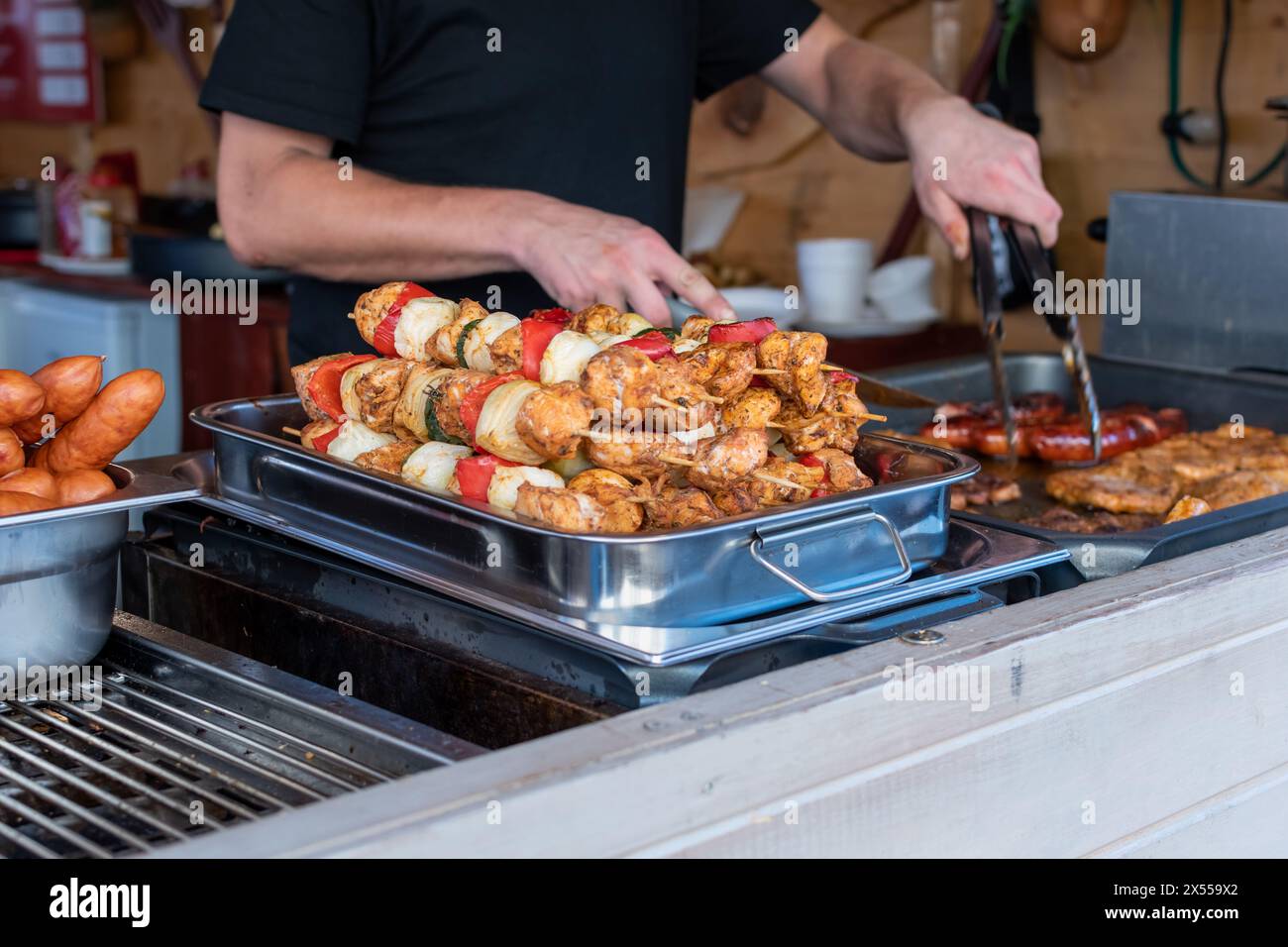 Delicious street food in outdoor cafe in old town Stock Photo - Alamy