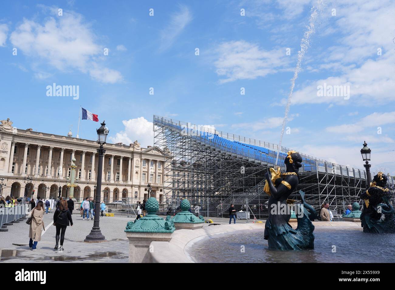 Temporary stands at The Place de la Concorde ahead of the Paris Olympic ...