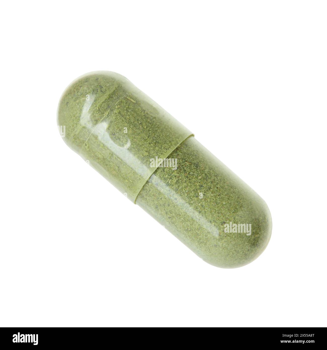One vitamin capsule isolated on white. Health supplement Stock Photo ...