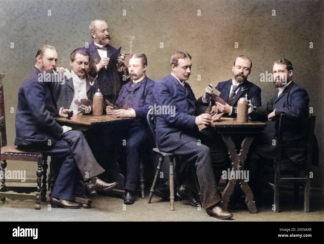 people, men, portrait / half length 1910s, men at regular's table ...