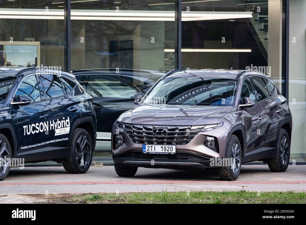 OSTRAVA, CZECH REPUBLIC - DECEMBER 19, 2023: Two Hyundai Tucson Hybrid ...