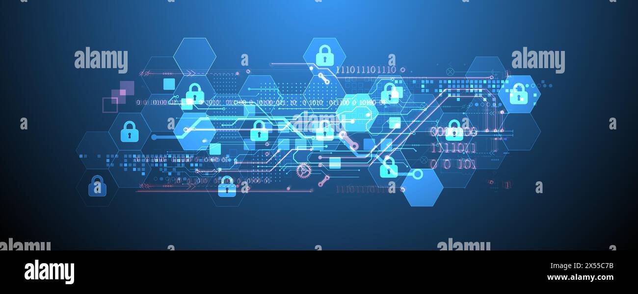 Secure digital background. Virtual confidential, programming protection ...