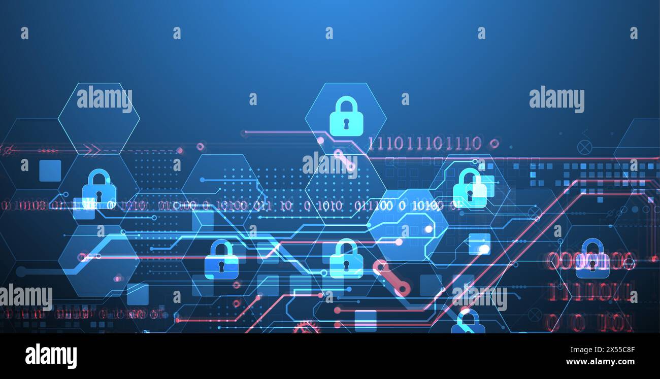 Secure digital background. Virtual confidential, programming protection ...