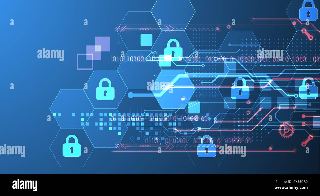 Secure digital background. Virtual confidential, programming protection ...