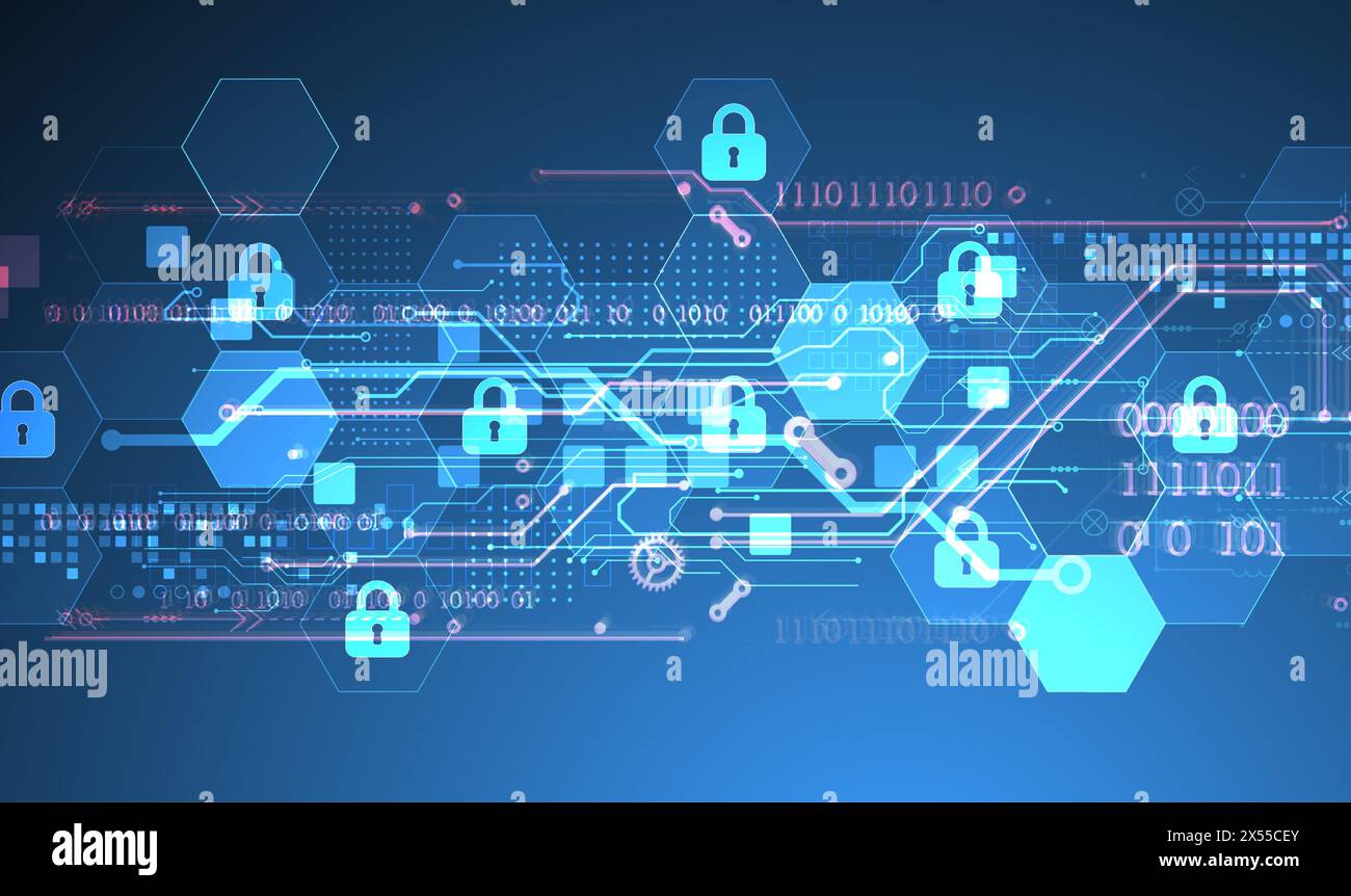 Secure digital background. Virtual confidential, programming protection ...