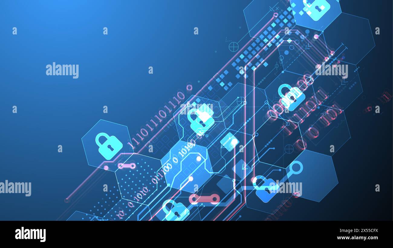 Secure digital background. Virtual confidential, programming protection ...