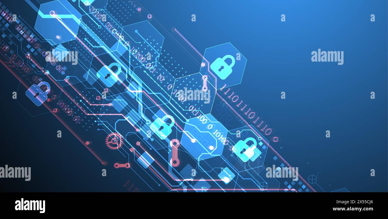 Secure digital background. Virtual confidential, programming protection ...