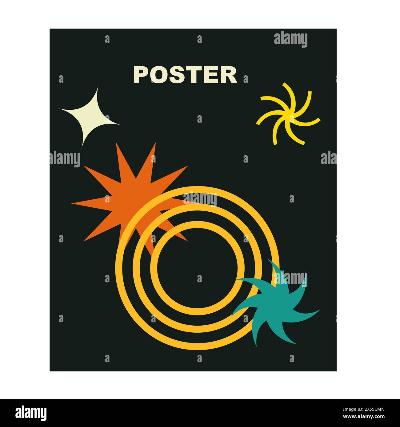 Brutalist posters set with naive playfull shapes and smile stickers ...