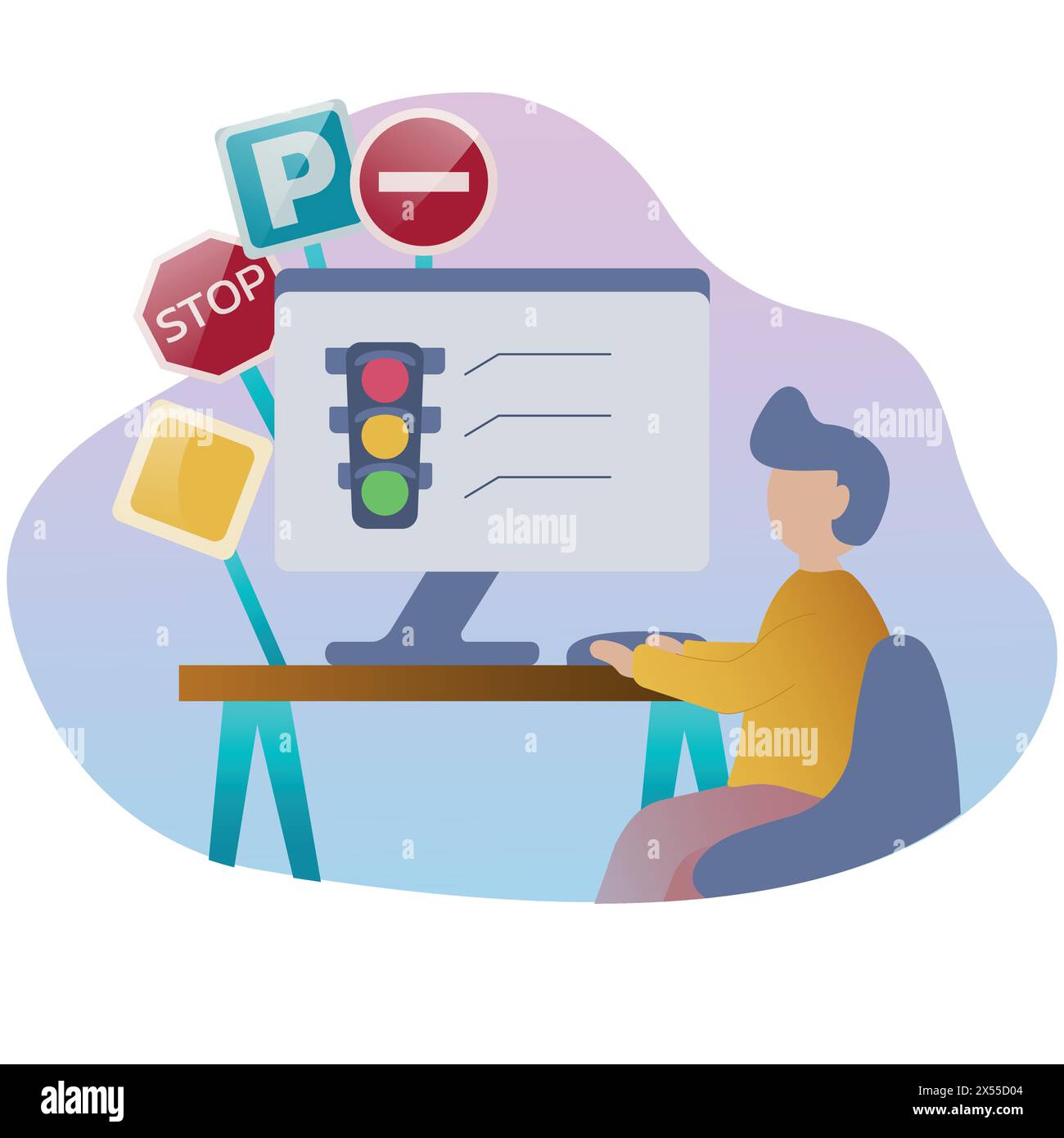 Driving school vector illustration. Driving lessons and instruction ...