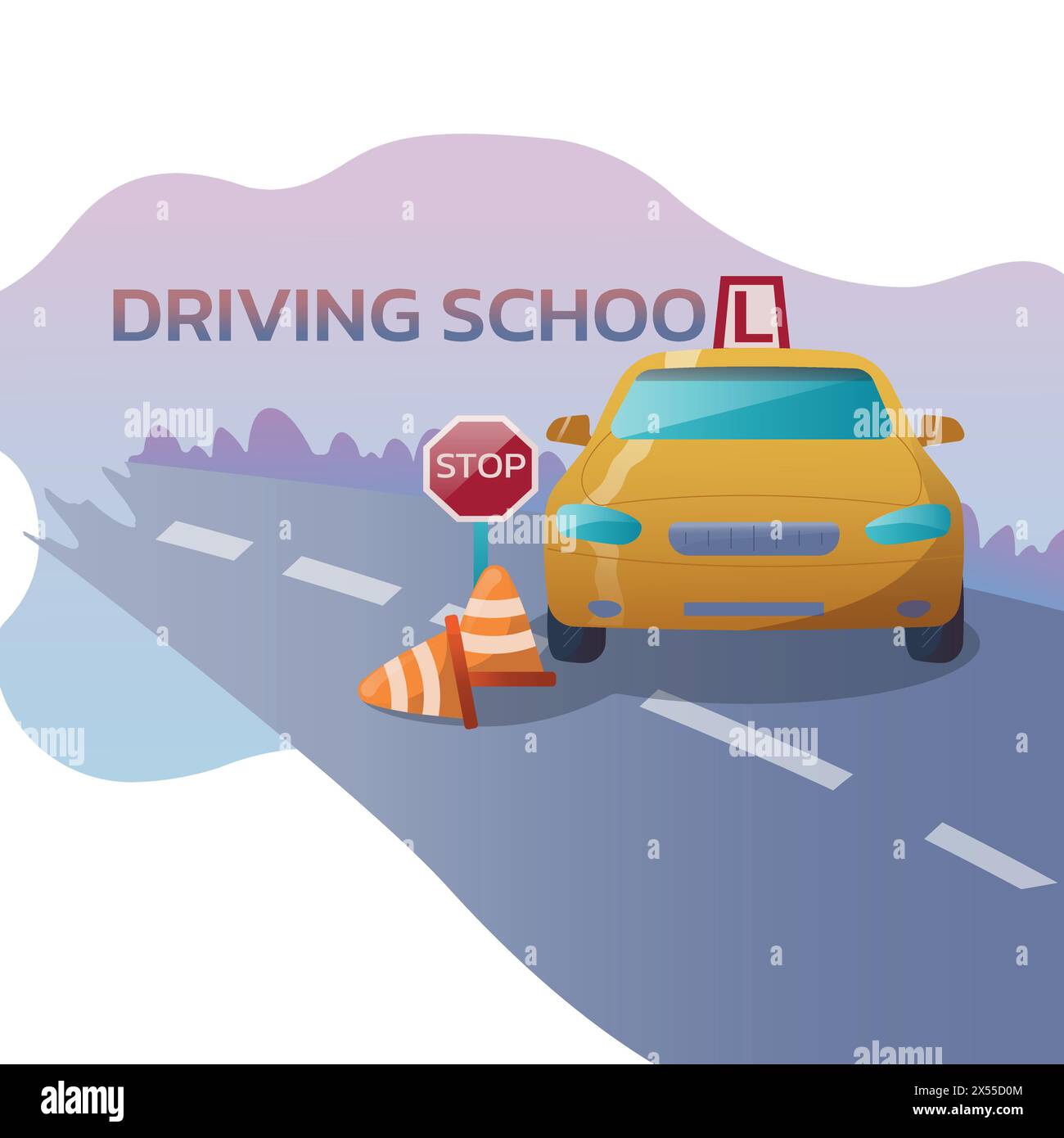 Education and drive lesson. Modern flat cartoon style. Vector ...