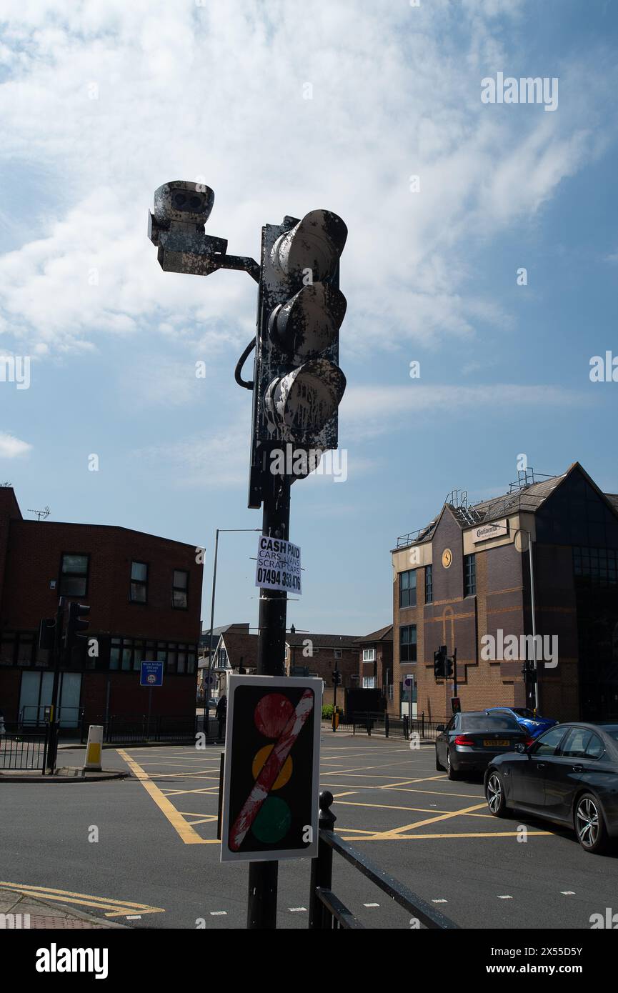 Uxbridge, UK. 7th May, 2024. Anti ULEZ Blade Runners have damaged Ultra ...