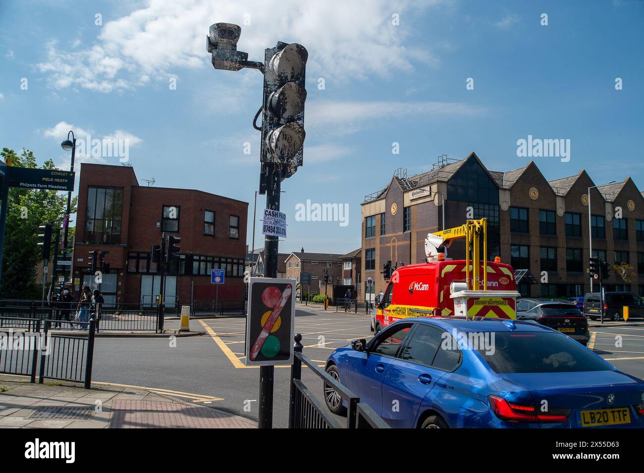 Uxbridge, UK. 7th May, 2024. Anti ULEZ Blade Runners have damaged Ultra ...