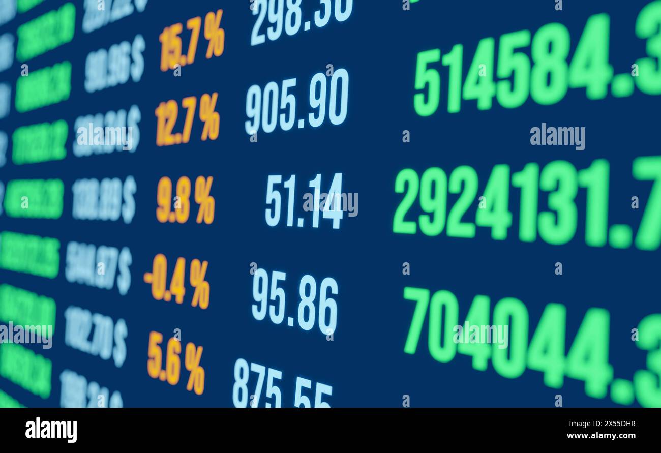 Close-up data spread sheet with numbers, financial figures, business ...