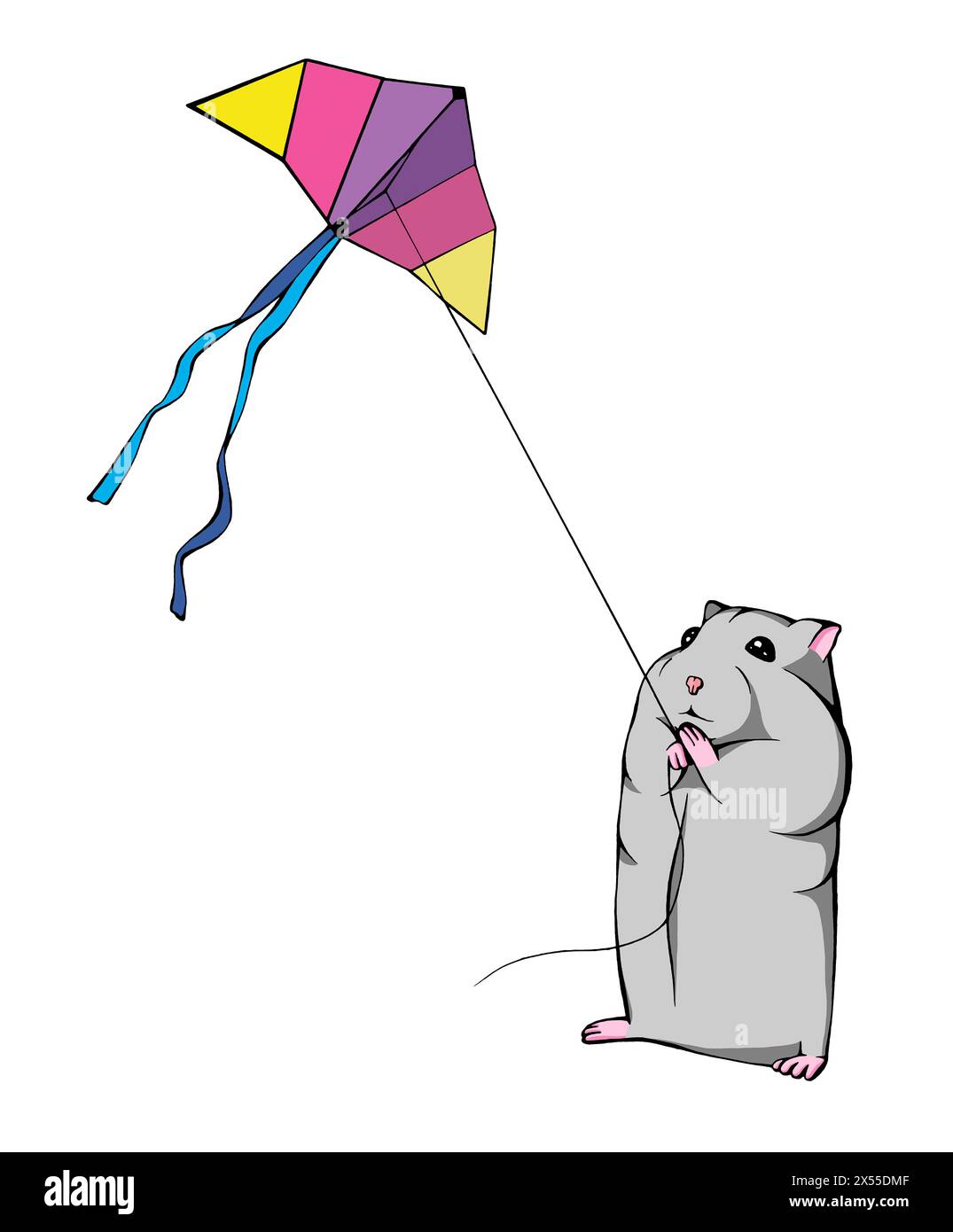 A happy hamster flying a colourful kite Stock Photo - Alamy