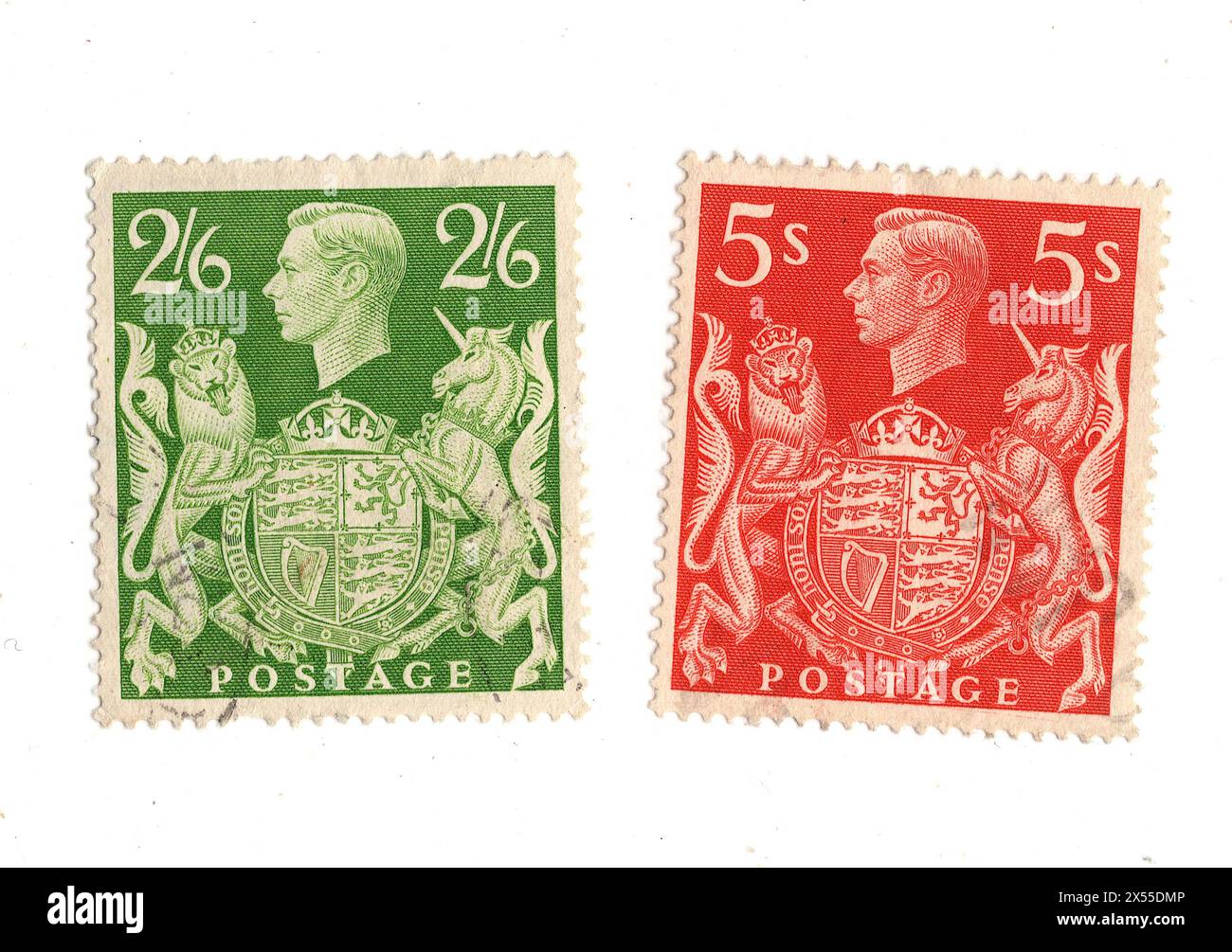 A pair of high value King George VI postage stamps from Great Britain ...