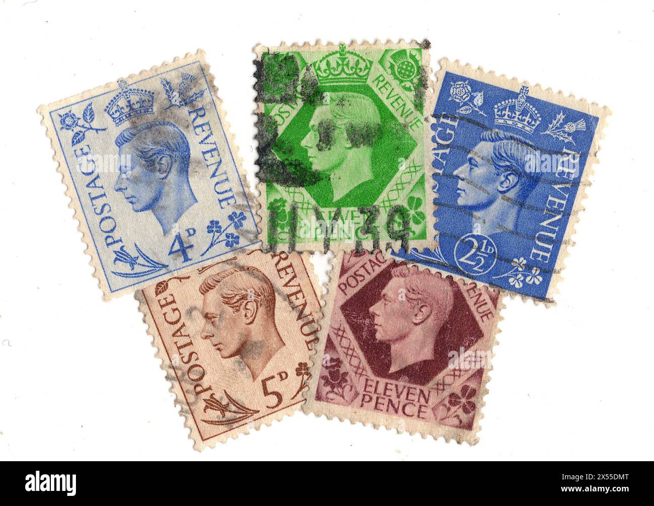 A montage of King George VI postage stamps from Great Britain on a ...
