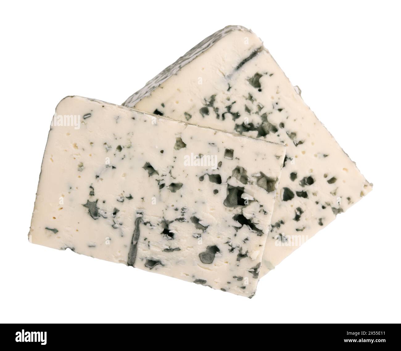 blue mold cheese isolated on white background with clipping path, three ...