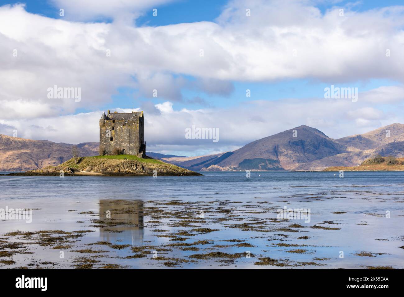 Castle Stalker on a tidal islet on Loch Laich near Port Appin, Scotland ...