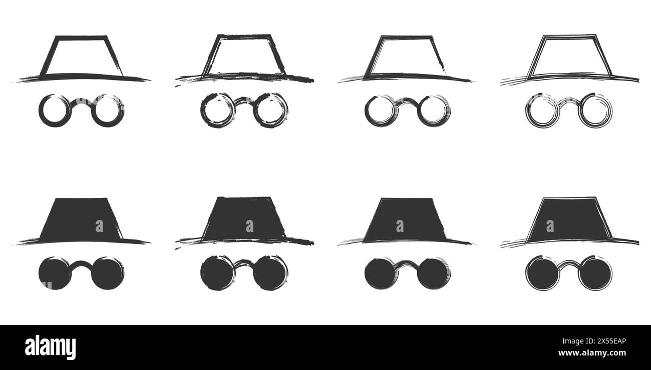 Hand drawn spy icon set. Vector illustration Stock Vector Image & Art ...