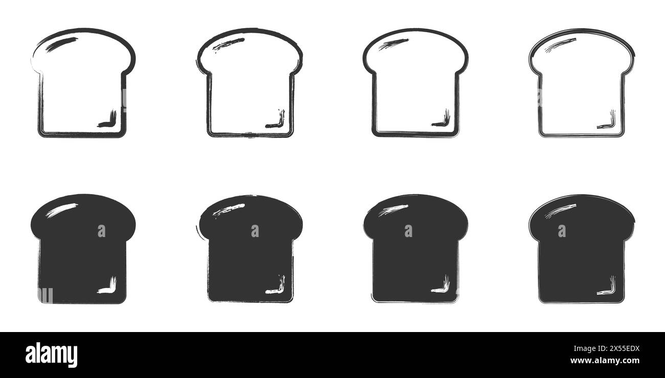 Hand drawn slice of bread icon. Vector illustration Stock Vector Image ...