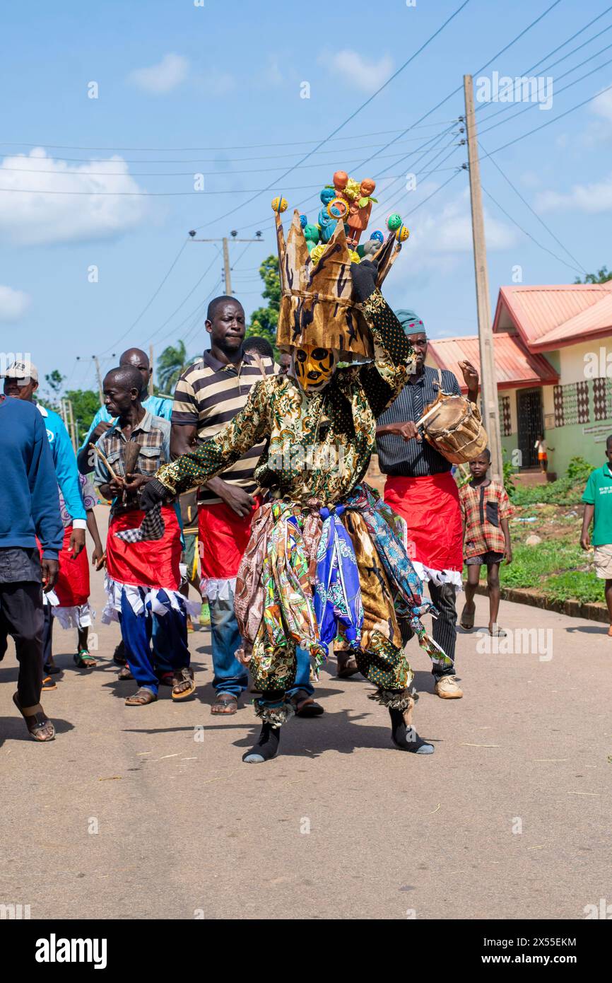 Otuo, Edo State Nigeria - 08/05/2024 - Ceremonial mask dance, Egungun ...