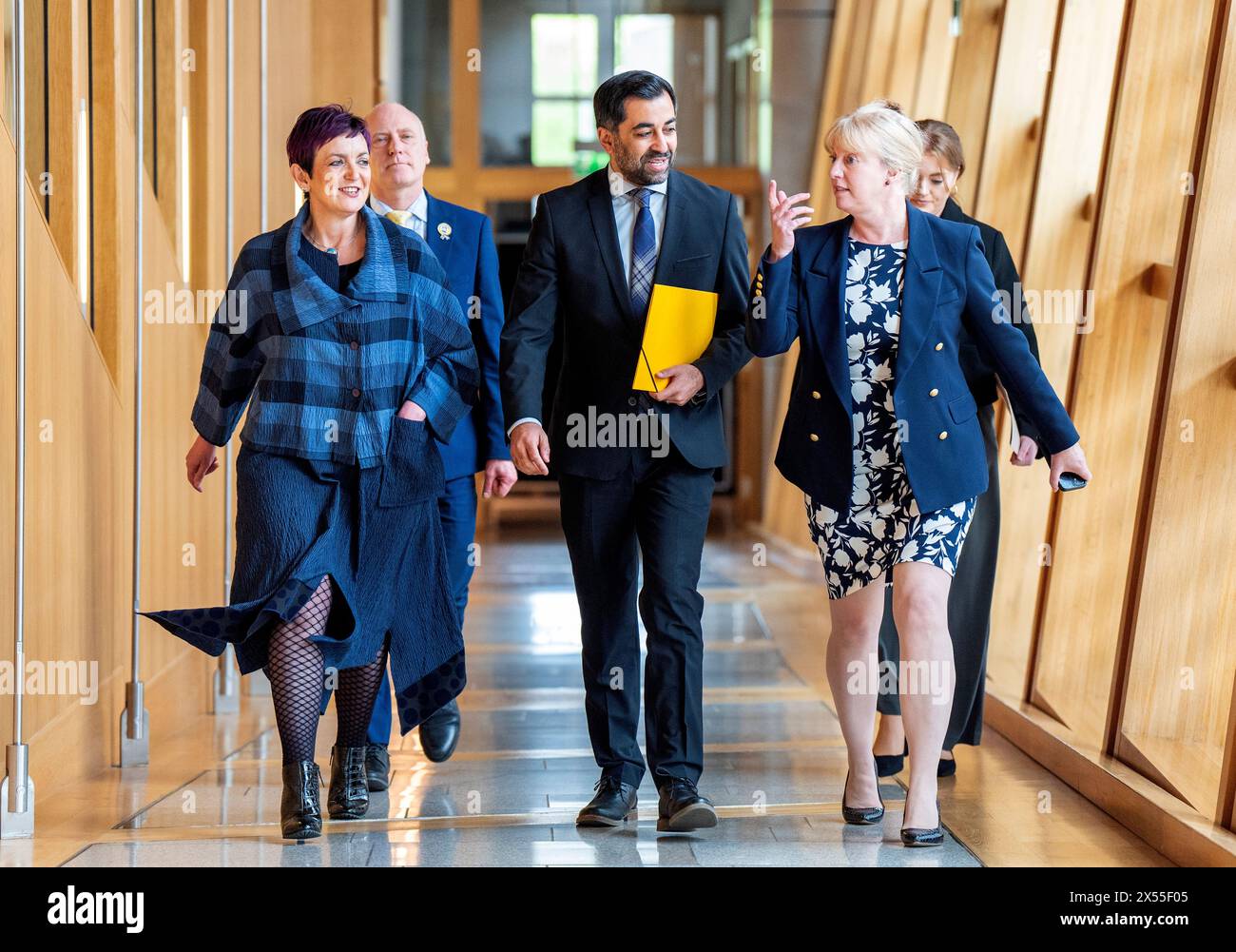 Humza Yousaf arrives with Angela Constance (left) and Shona Robison ...