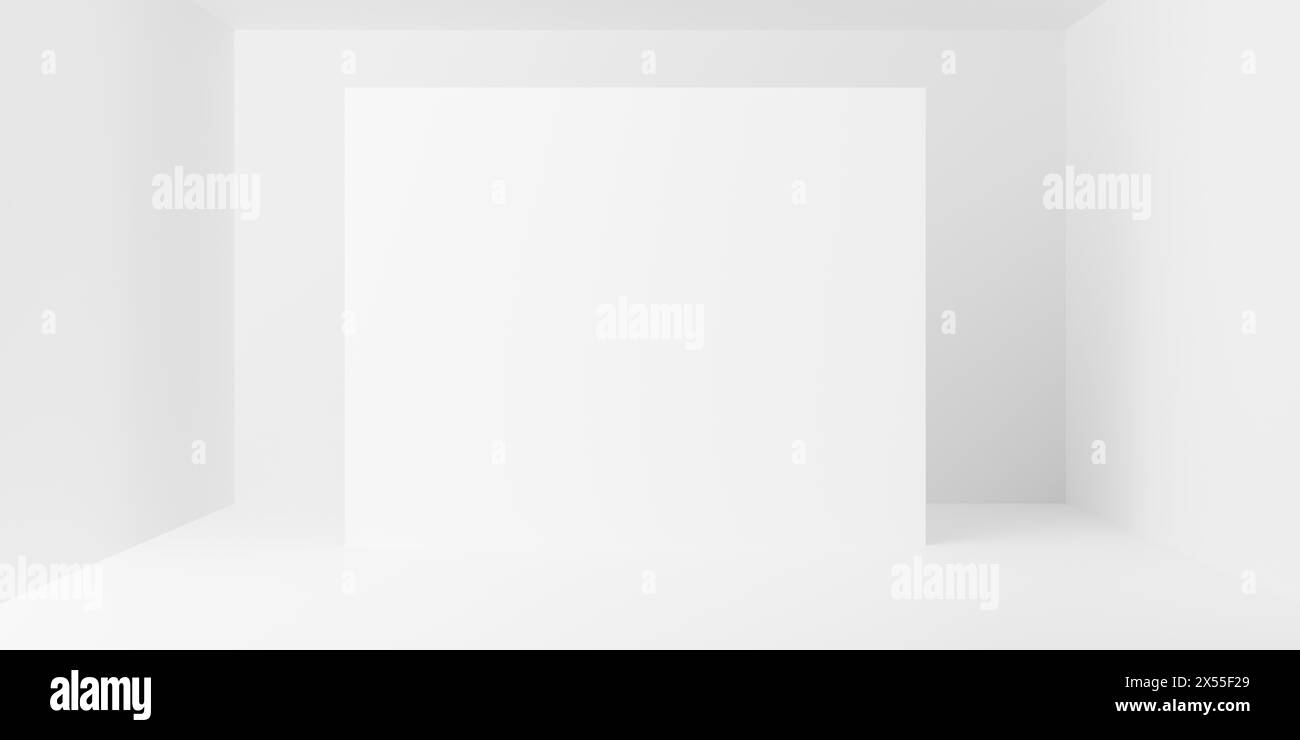 White empty studio room background with single, large, blank panel in ...
