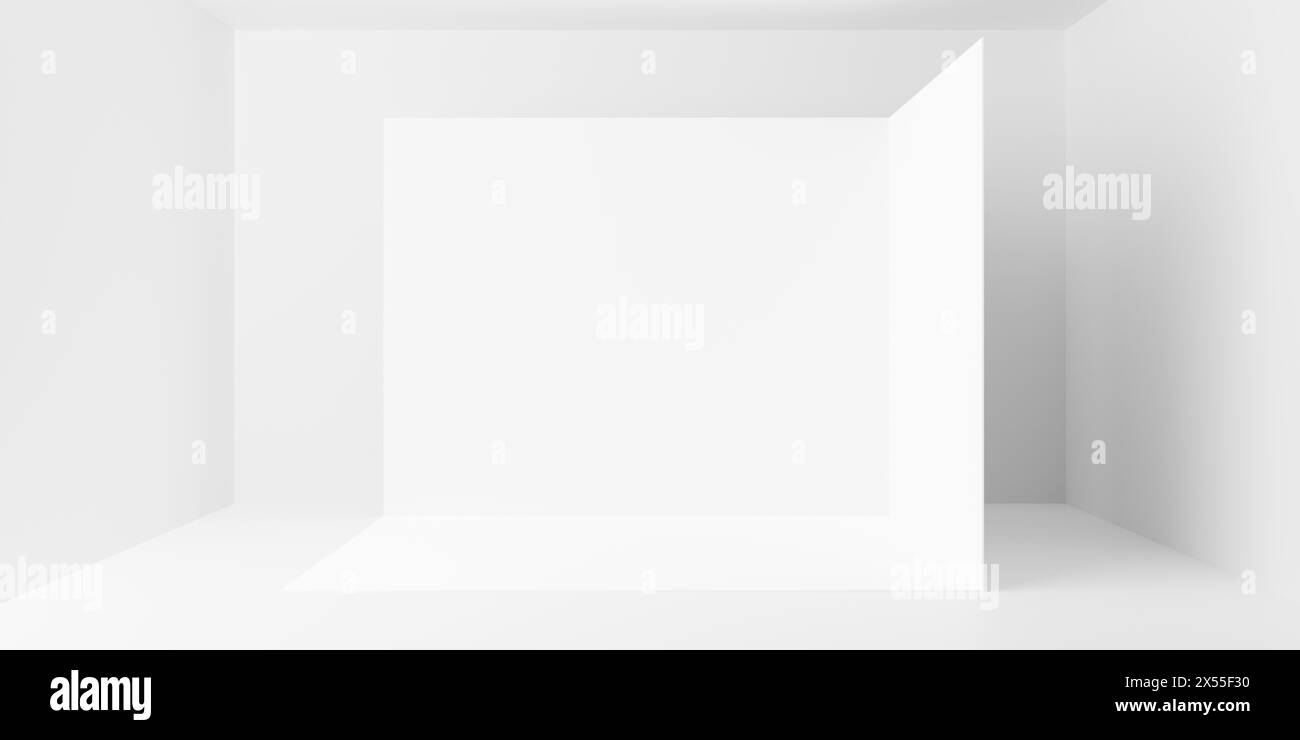 White empty studio room background with corner walls white backdrop in ...