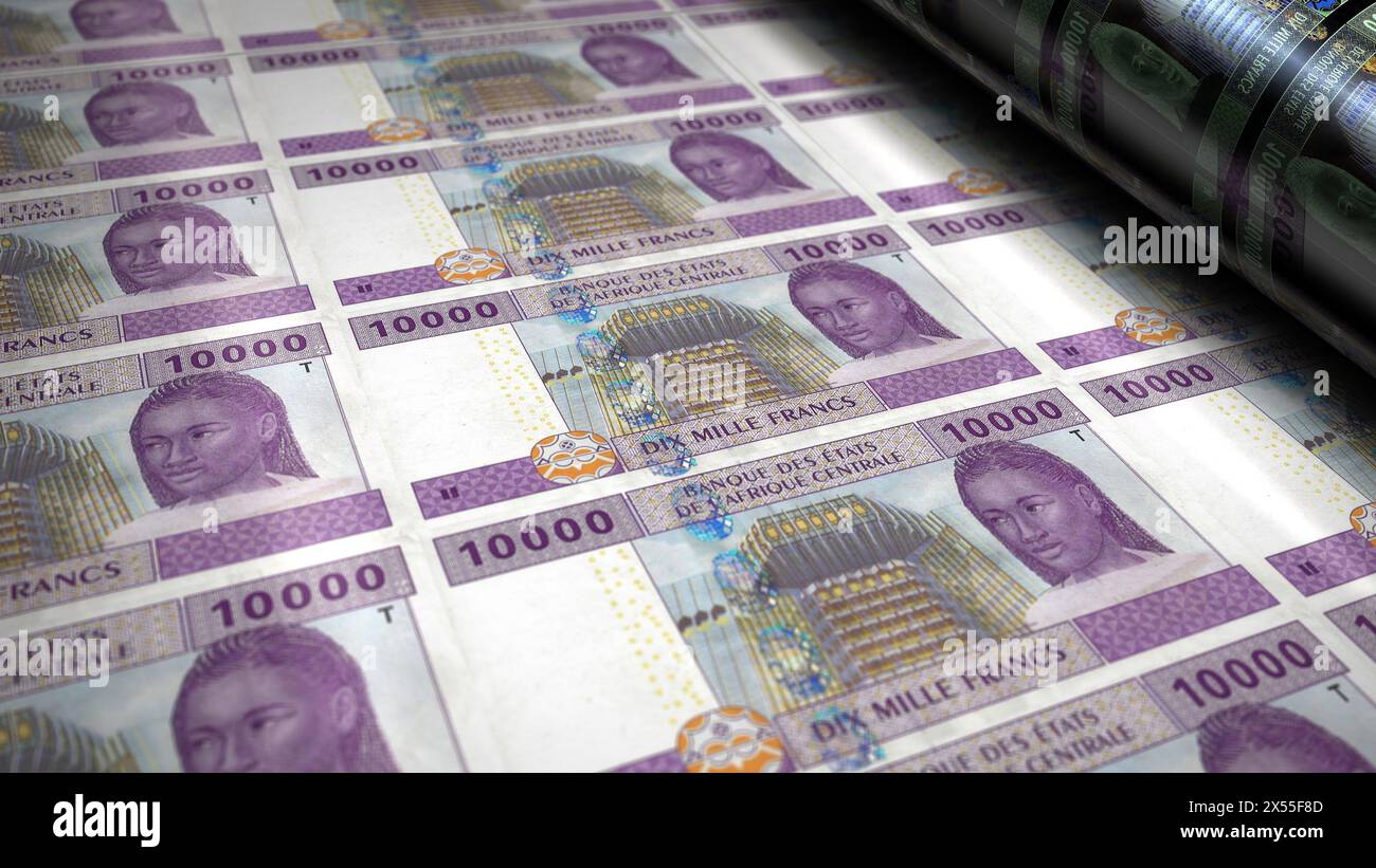 Central African CFA Franc money Cameroon Chad Congo Gabon pack 3d ...