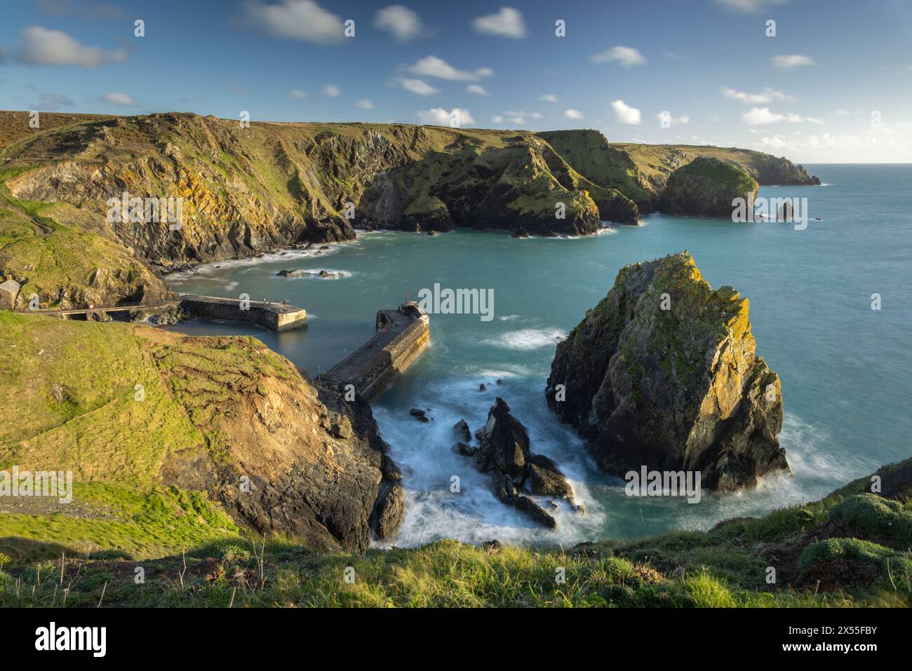 Mullion Cove on the Lizard Peninsula, Cornwall, England. Spring (April ...