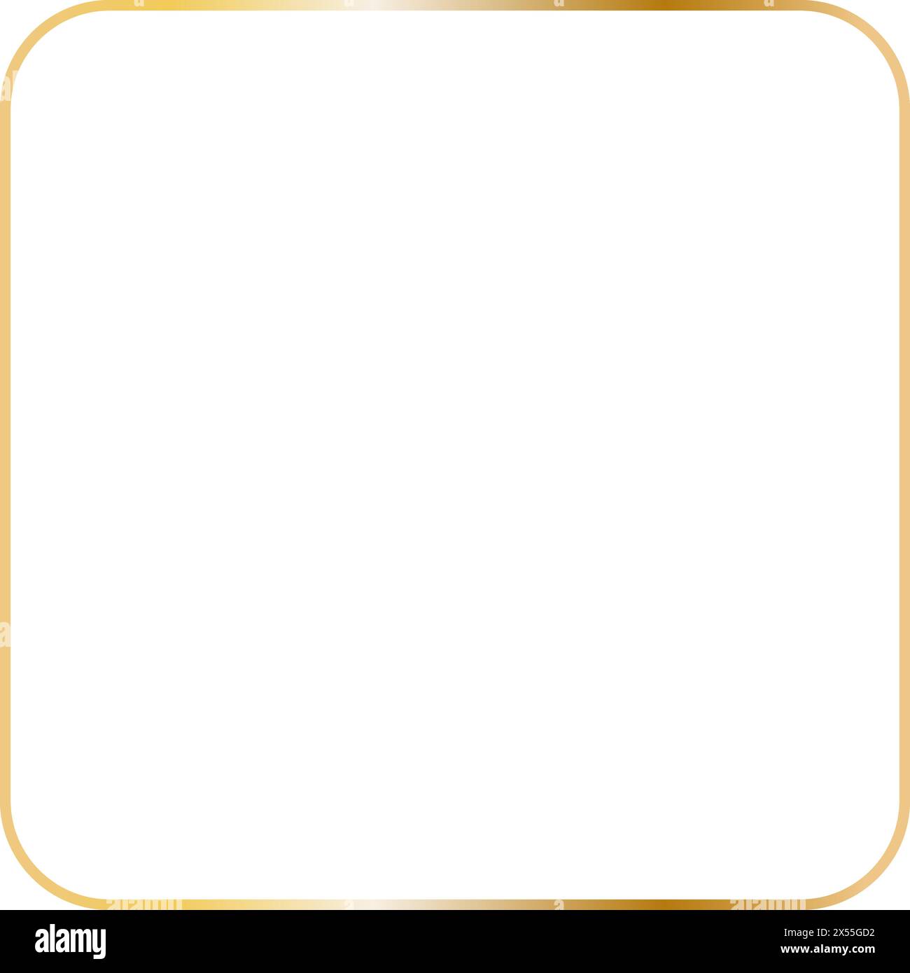 Gold square frame with rounded corners. Vector outline thin aesthetic border for invitations ...