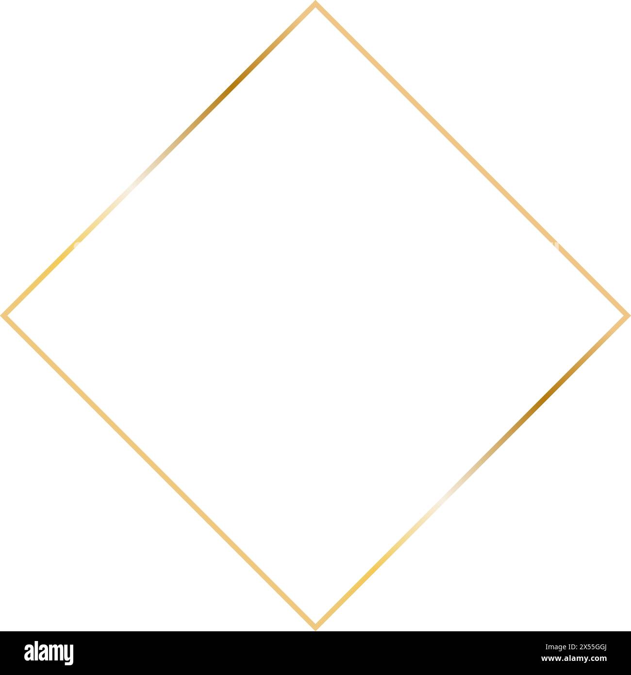 Gold diamond frame. Vector outline thin rhombus aesthetic border for ...