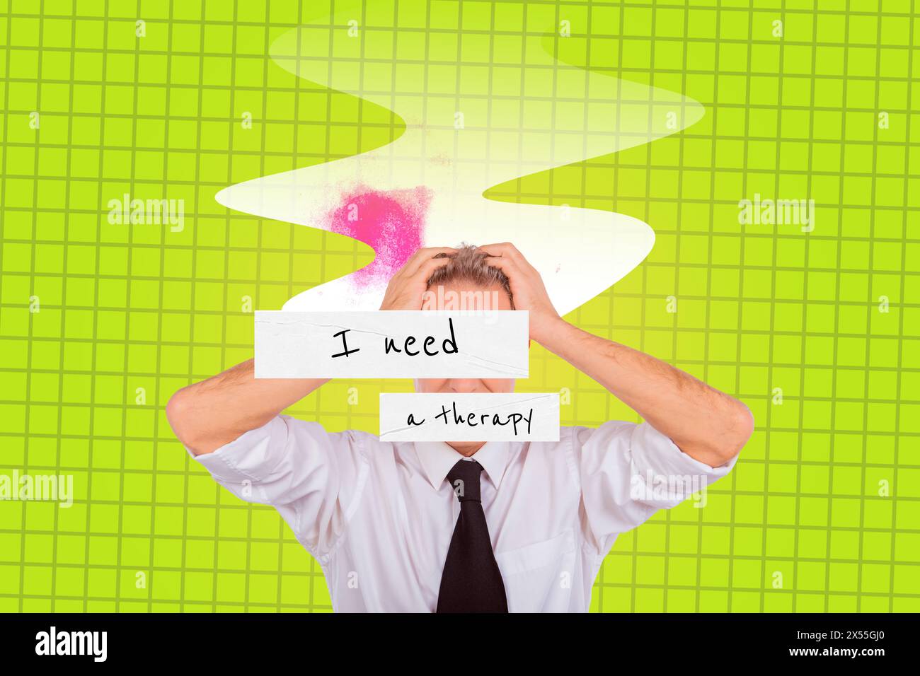 Vertical photo collage of upset stressed guy headache depression ...