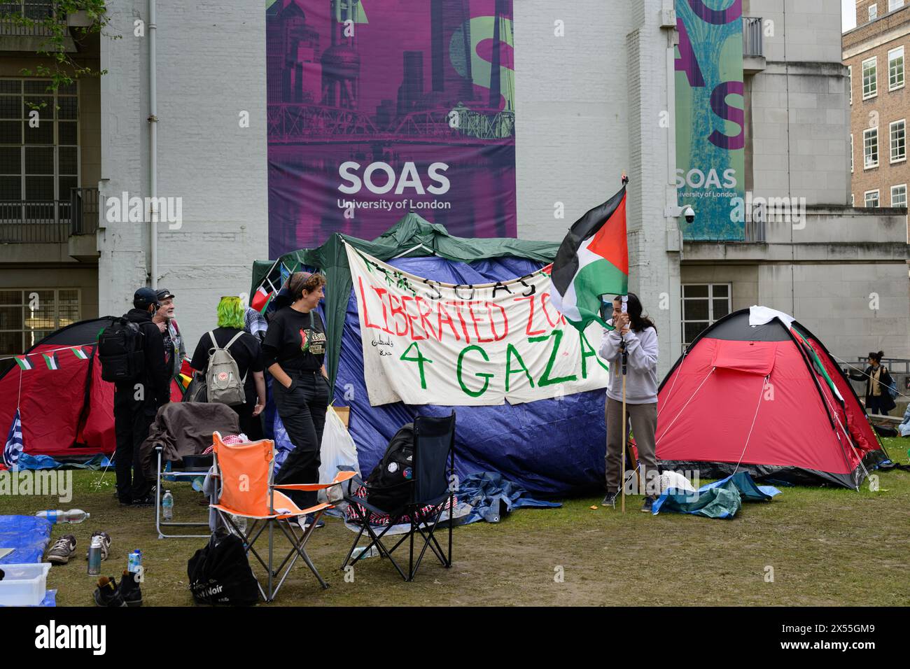 LONDON, UK, 7th May 2024: Students at SOAS University of London set up ...