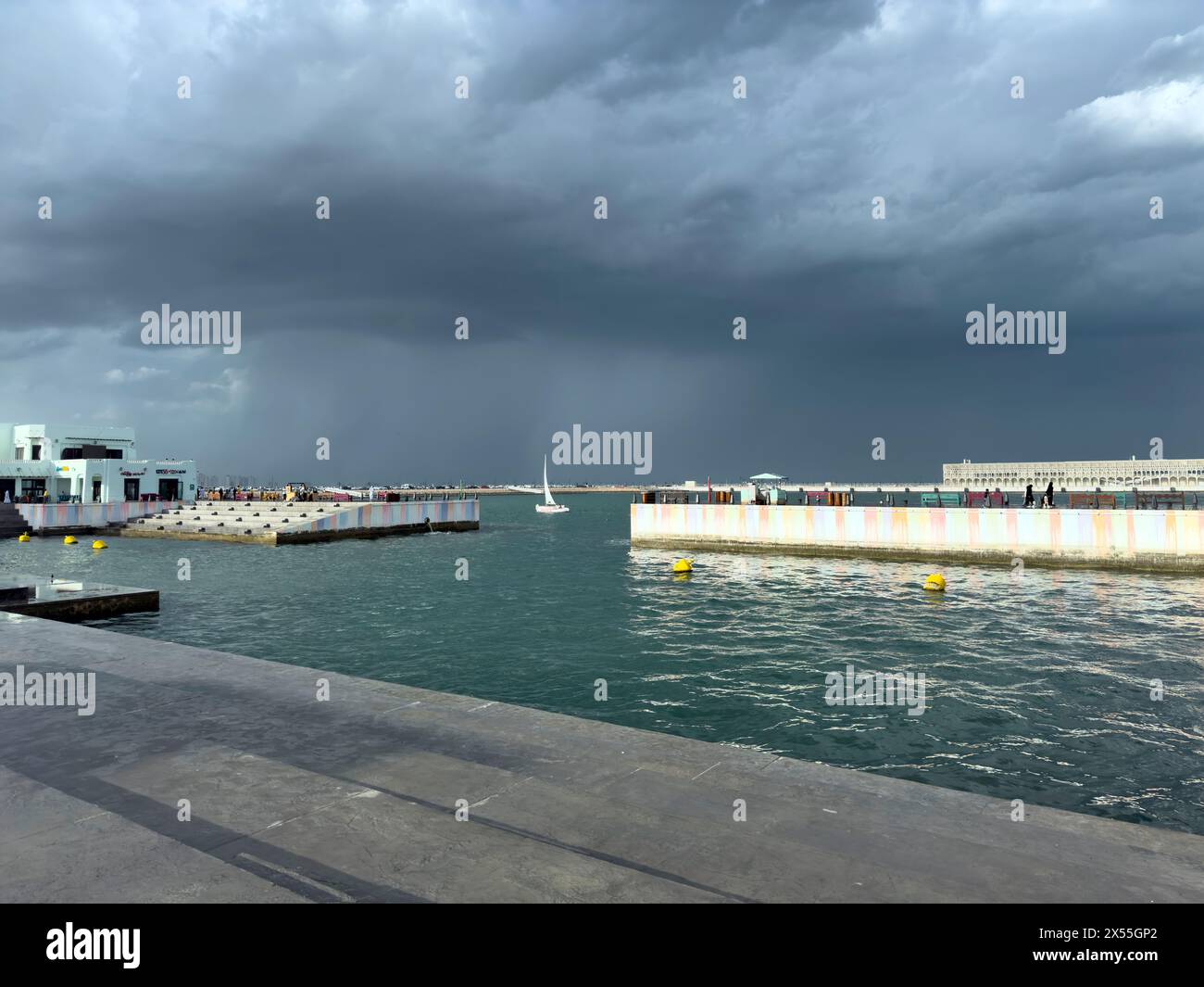 Mina Port During Rain. Rain in Doha, Qatar Stock Photo - Alamy
