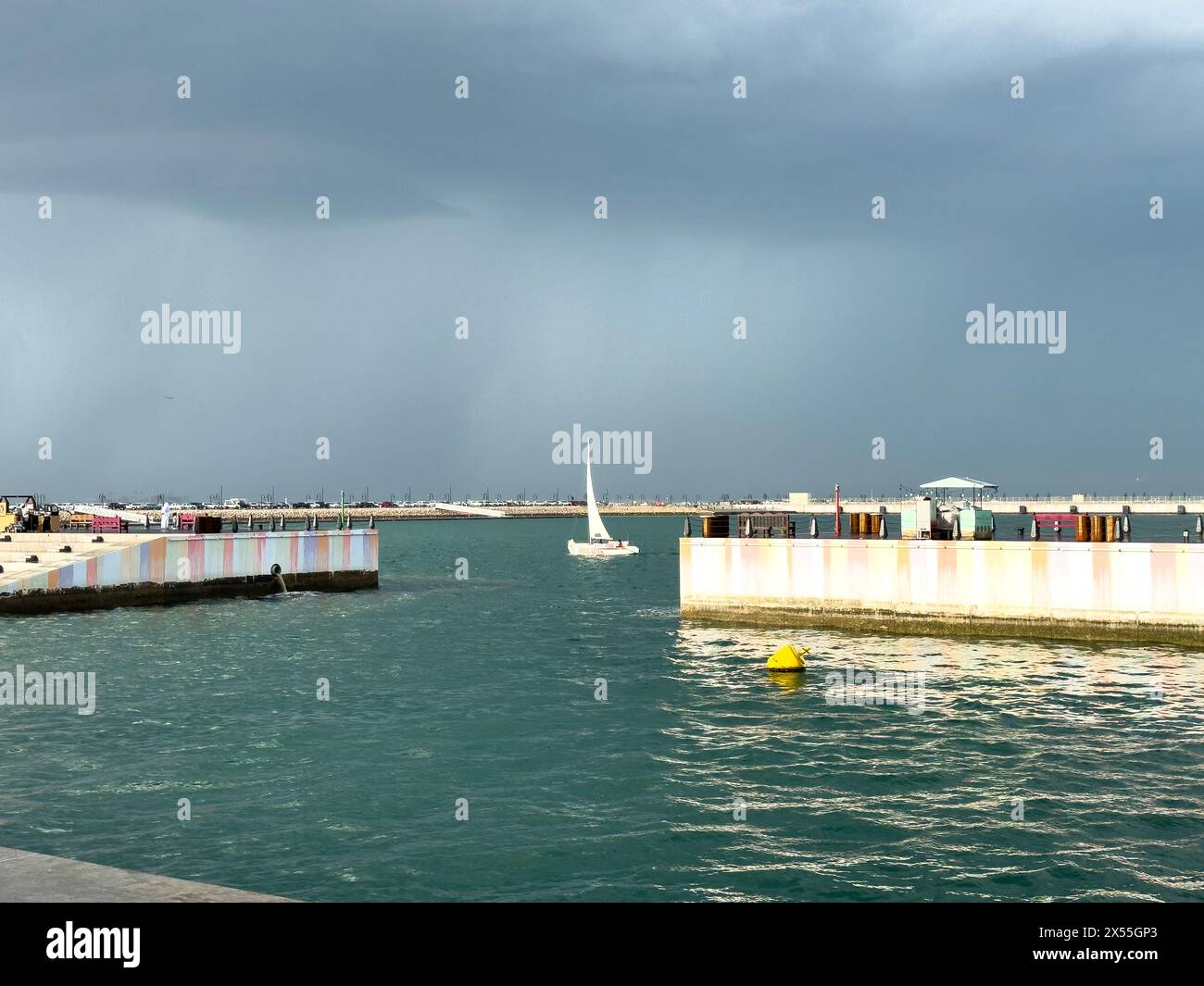 Mina District during rain. Rainy Doha. Mina District Qatar Stock Photo ...