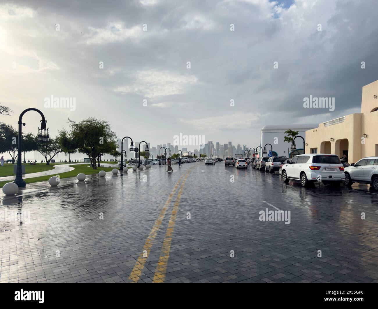 Mina Port During Rain. Rain in Doha, Qatar Stock Photo - Alamy