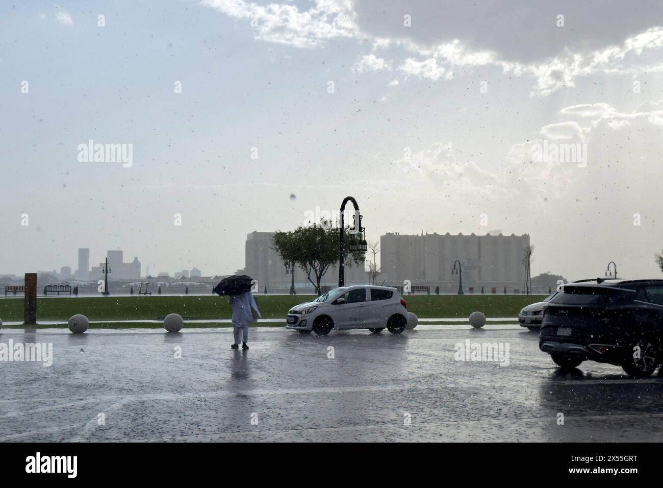 Mina Port During Rain. Rain in Doha, Qatar Stock Photo - Alamy