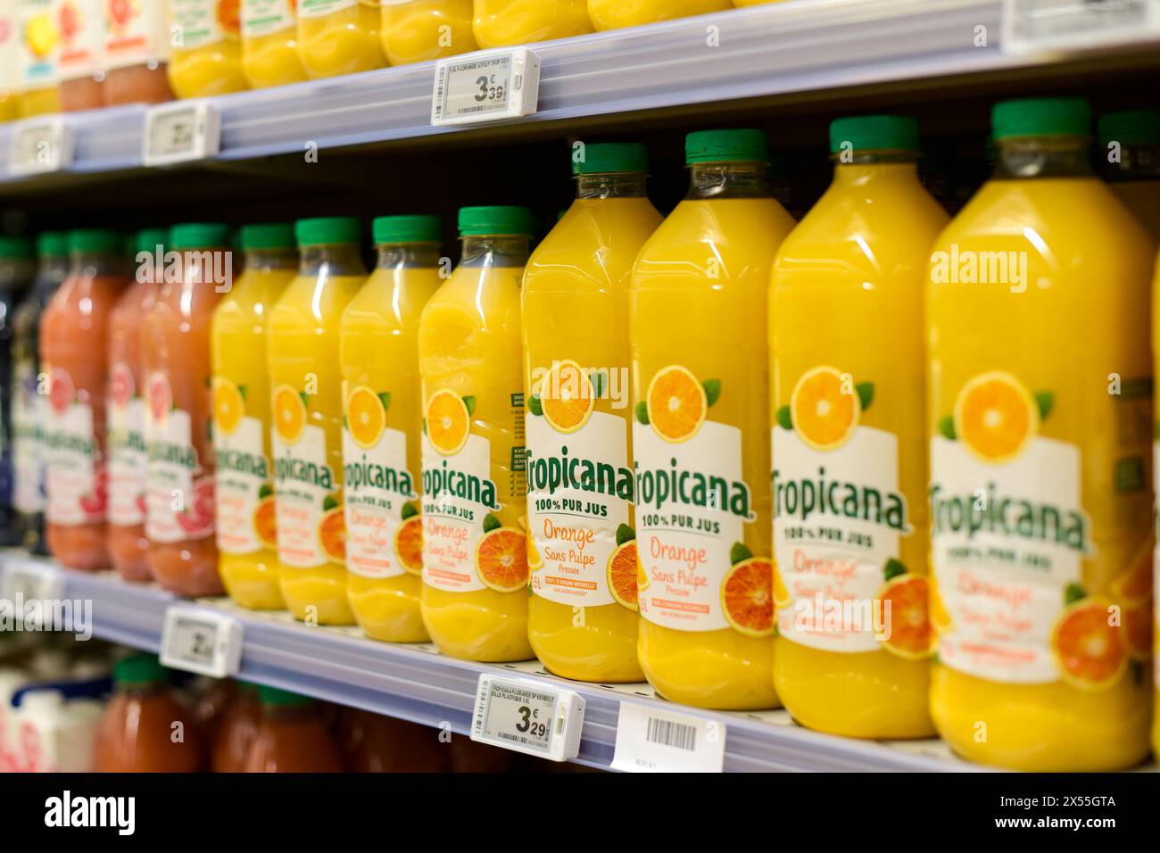 Melun - France - 20th April 2024: view of a tropicana brand fruit juice ...