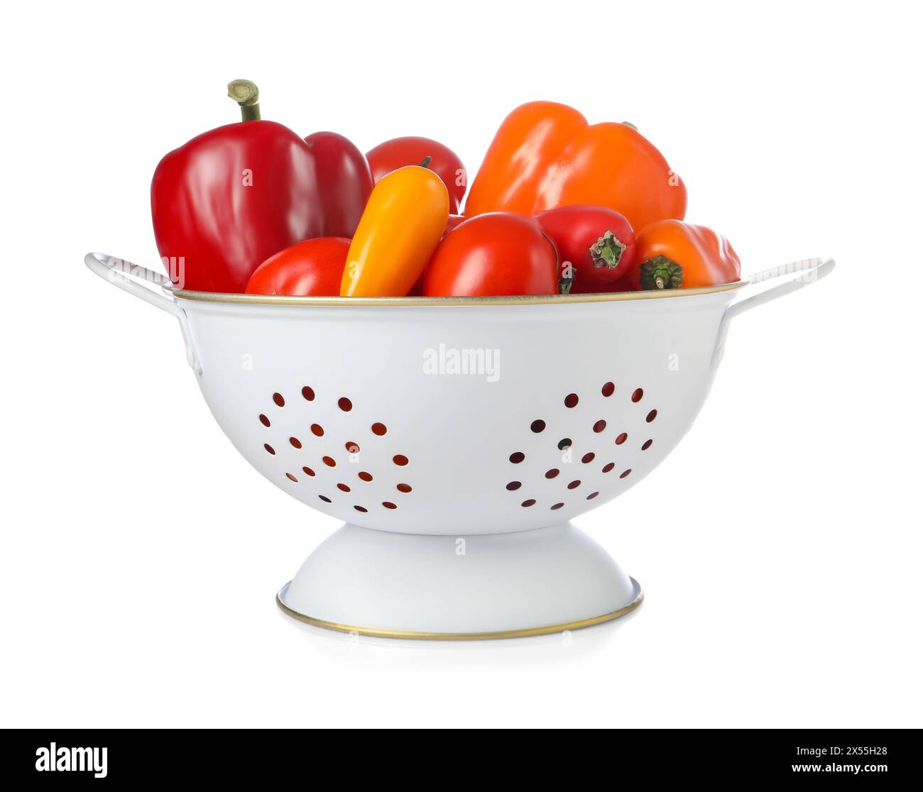 Colander with fresh vegetables isolated on white Stock Photo - Alamy