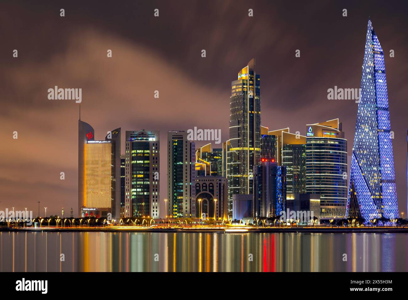 The Panoramic skyline of Doha, Qatar during sunrise Stock Photo - Alamy