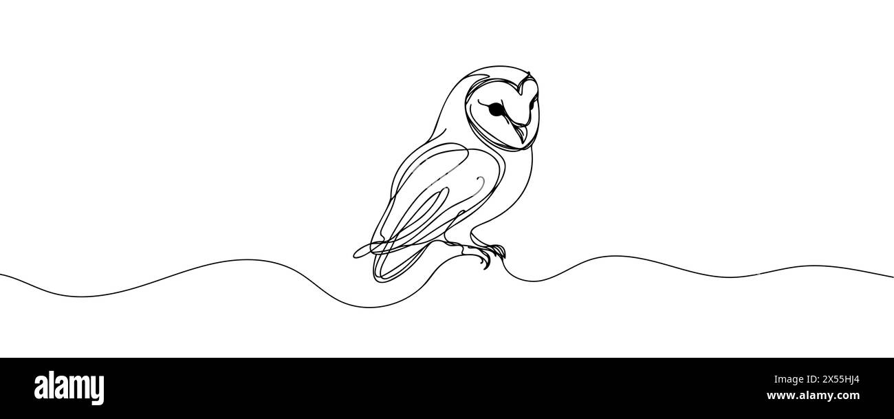 Online education owl one line graduation concept. E-learning training ...