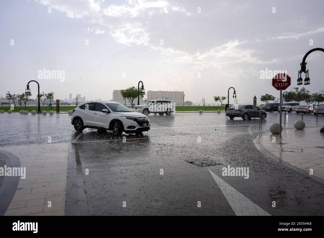 Mina Port During Rain. Rain in Doha, Qatar Stock Photo - Alamy