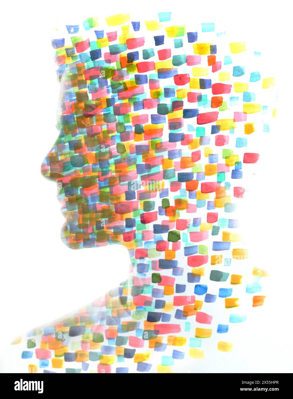 An abstract profile silhouette paintography portrait of a man Stock ...