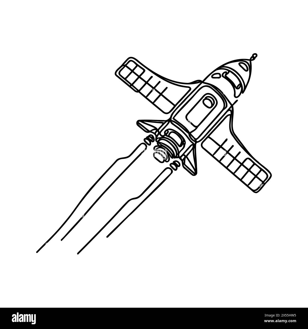 One continuous line drawing of spacecraft. Vector illustration Stock ...